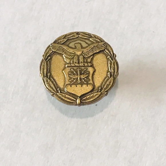 Bags | Vintage Military Eagle Crest Round Tie Tack Pin Brass Tone Ligi ...